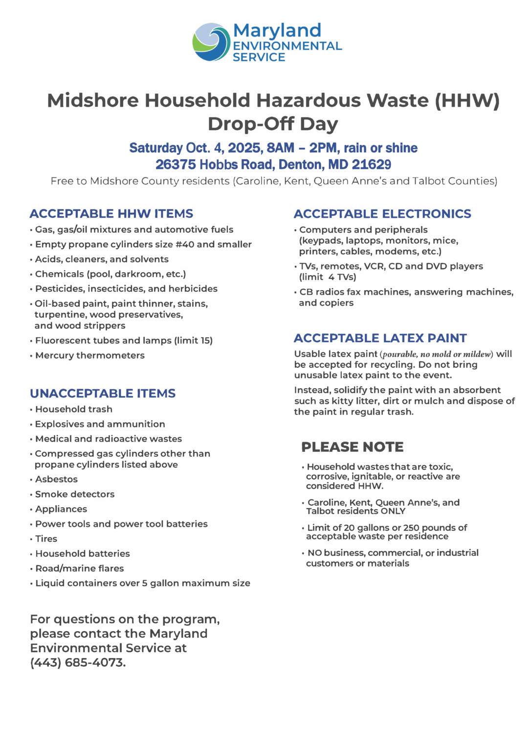 October 4, 2025 – Household Hazardous Waste Drop-Off Day – Town of ...